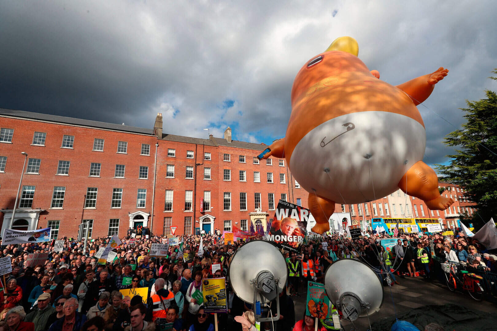 Dubliners not nappy with Trump in town as baby blimp joins protest ...