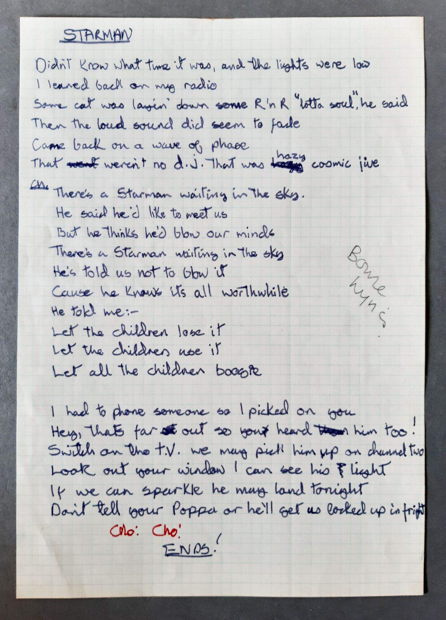 David Bowie’s handwritten Starman lyrics to go under the hammer | Irish ...