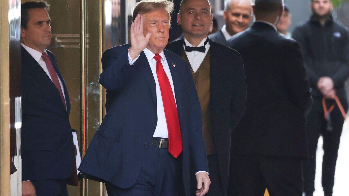Donald Trump arrives at court for the start of jury selection in his ...