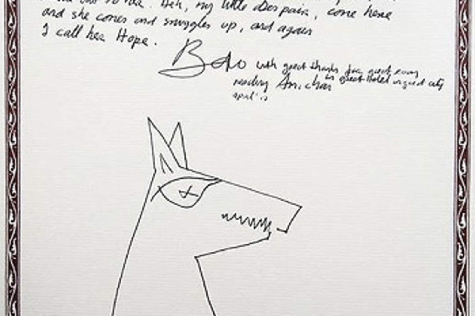 Bono leaves poetic message at Israeli hotel with a sketch of ‘A dog ...