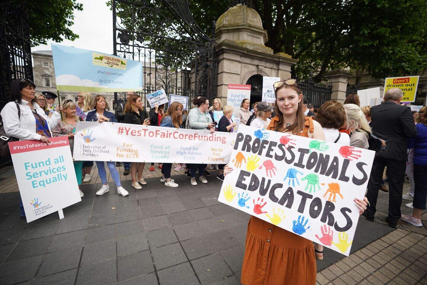 Childcare providers protest in Dublin over funding | Irish Independent