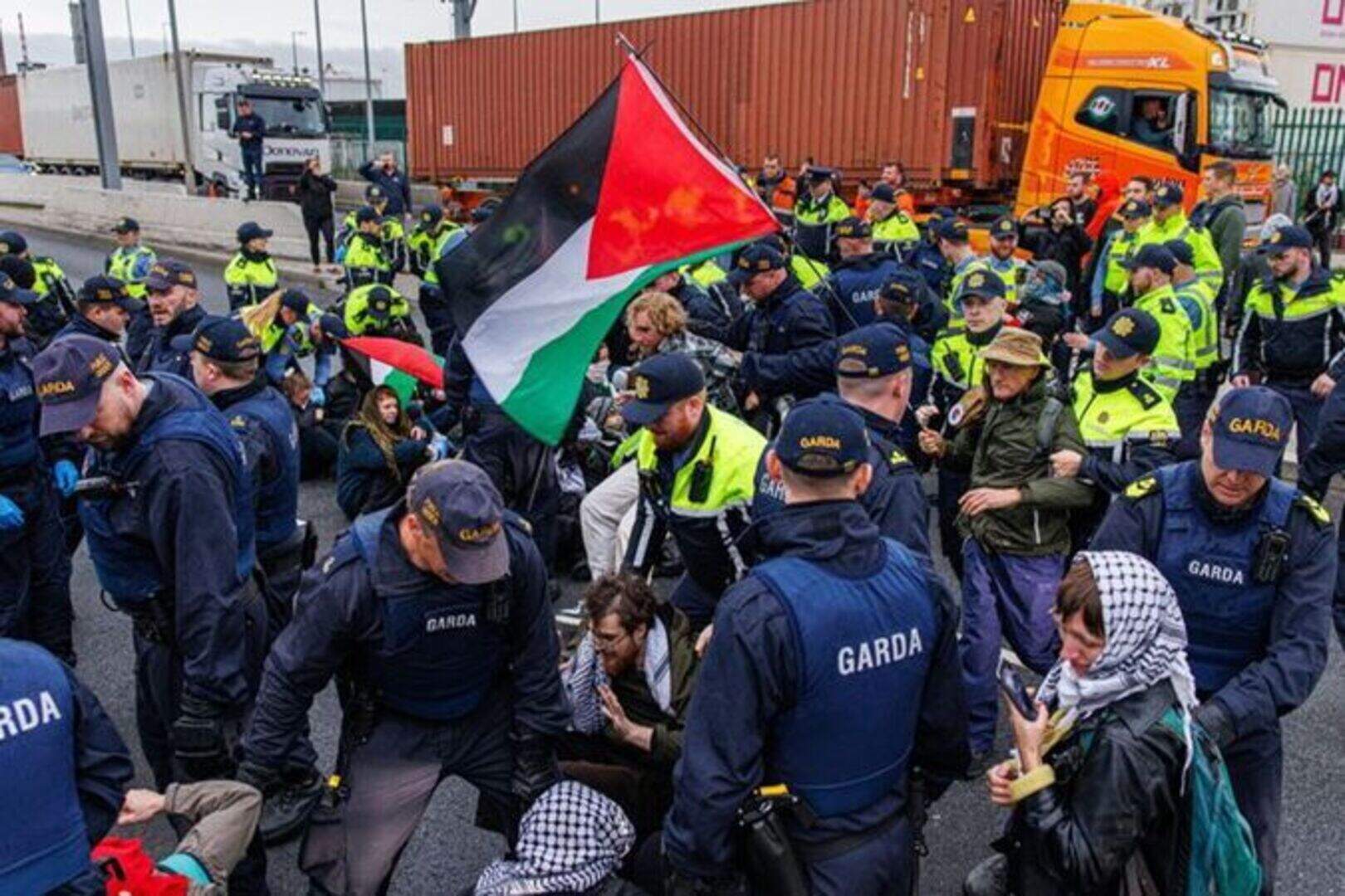 Garda public order unit physically remove Gaza protesters blocking ...