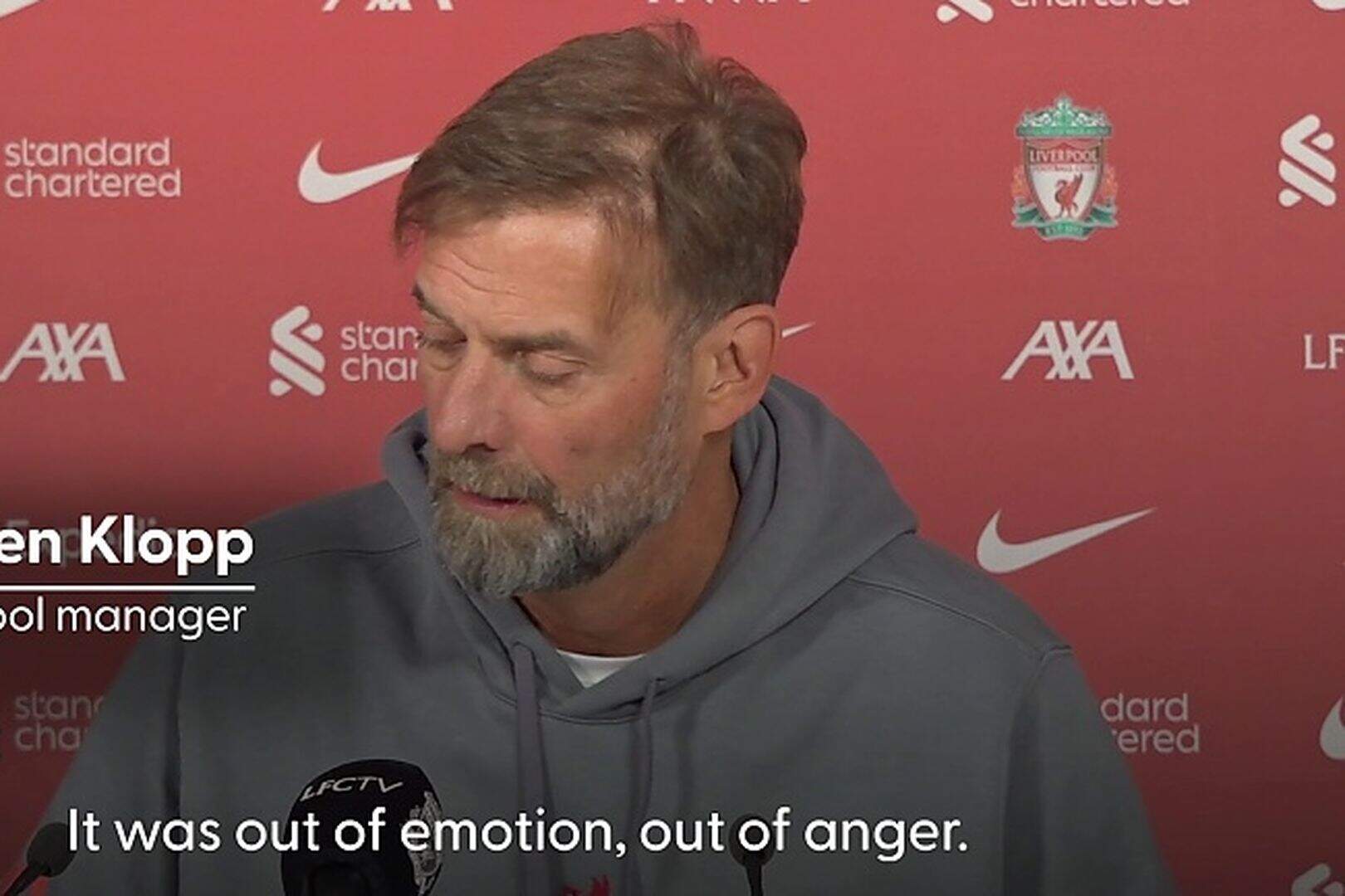 Liverpool boss Jurgen Klopp puts referee row down to ’emotion and anger ...