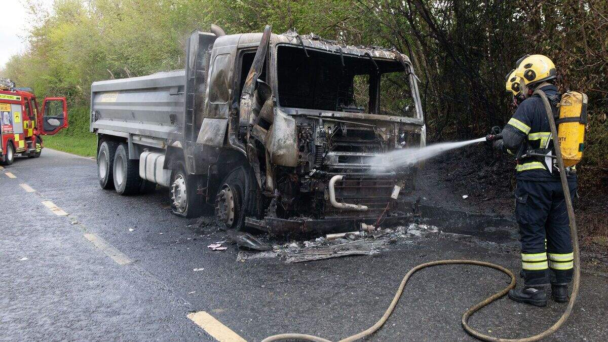 Main Wexford road closed after truck bursts into flames | Irish Independent