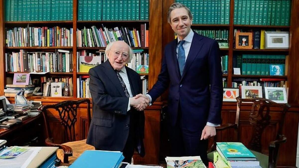Simon Harris tenders his resignation as Taoiseach to President Michael ...