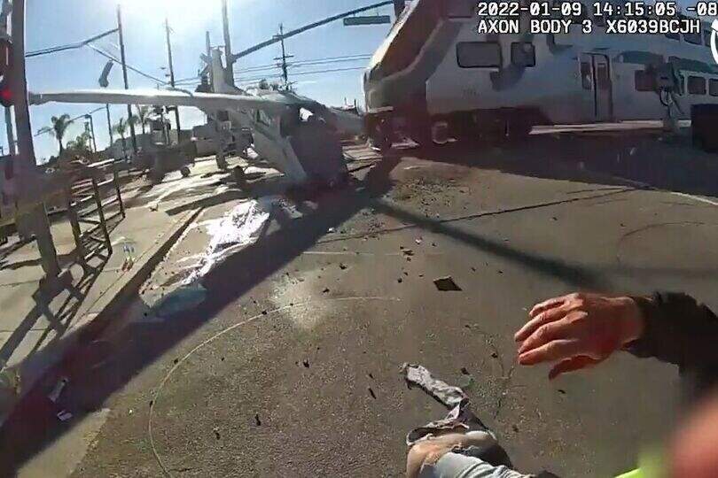 Dramatic footage shows man being pulled from aircraft seconds before it ...
