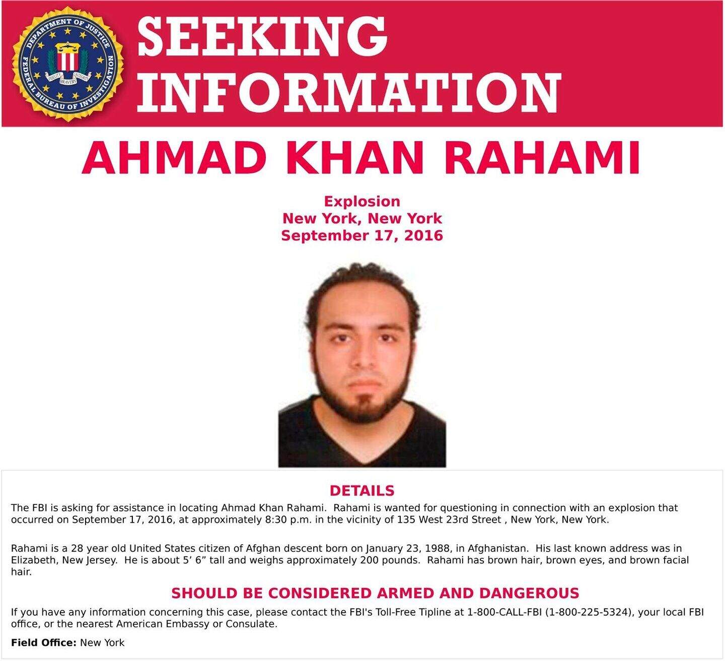 Moment 'armed and dangerous' man wanted over New York and New Jersey ...